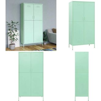 vidaXL Kleiderschrank Minzgr&uuml;n 90x50x180 cm Stahl - Schlafzimmerm&ouml;bel - Kleiderschrank - Garderobe - Minzgr&uuml;n - Stahlschrank - Home & Living