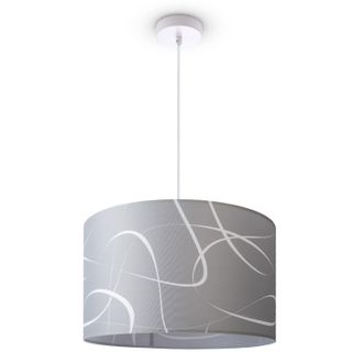 Paco Home Deckenlampe Wohnzimmer Pendelleuchte Esstisch Schlafzimmerlampe Lampenschirm Stoff Modern Abstrakt E27 Lampe, Farbe:Design 4 (Ø45,5 cm), Leuchtenart/F