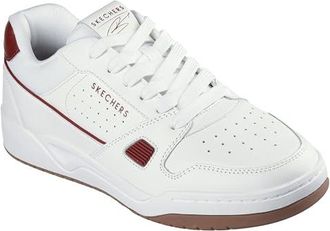 Skechers Homme Koopa Harry Kane Court Basket, White Leather, Suede/Mesh/Burgundy Trim, 45 EU