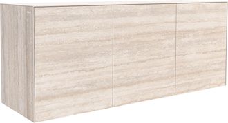 DELIFE Kommode Cuor Keramik Laminam Travertino Bianco Creme-Wei&szlig; 150 cm 3 T&uuml;ren Schwebend Sideboard