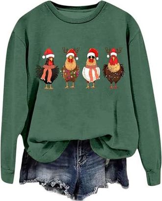 Generic Pull Moche Noel Femme Pull Noel Drole Sweatshirt Ample a Col Rond Imprimé de Noël pour Femme