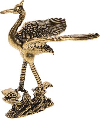 Amosfun Kranich-Statue aus Messing, Schreibtisch-Dekoration, Miniatur-Kranich-Figur, Ornament f&uuml;r Zuhause, Dekoration, Tee, Haustier, 4,5 x 4,5 x 1,3 cm