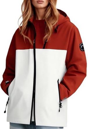 Generic 2026 Veste de pluie pour femme 1/4 pliable l&eacute;g&egrave;re coupe-vent imperm&eacute;able avec capuche randonn&eacute;e voyage, Rouge, XXL