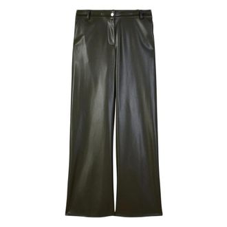 Patrizia Pepe Pantalon Droit Enduit - Femme - Pantalons - Vert - Taille: 38 FR