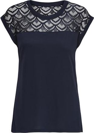 Only Onlnicole Life S/S Mix Top Noos JRS T-shirt pour femme, Bleu nuit, XXL