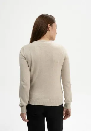 Mela Cardigan Feinstrick Cardigan Style NAMEEN Breite gerippte Struktur an Kragen und Knopfleiste