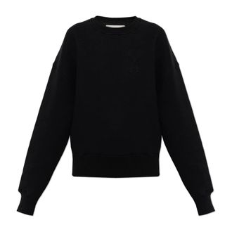 Ami SweaT-shirt en coton avec logo rond - Femme - Sweatshirts et sweats &agrave; capuche - Noir - Taille: 38 FR