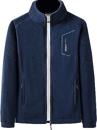 Generic Veste polaire chaude et coupe-vent pour hommes, couleur unie, col montant, renforcée, coupe-vent, avec poche zippée Double face, automne et hiver Gant
