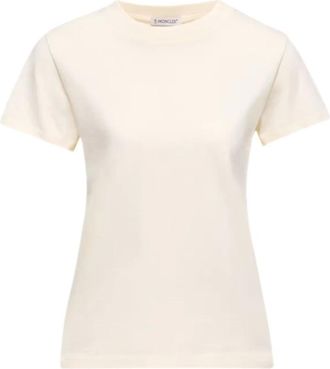 Moncler Femme, Tops, Blanc, Taille: 44 FR Logo Cotton T-Shirt