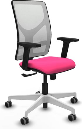 Piqueras y Crespo Rosa Schreibtischstuhl mit 2D-Armlehnen, h&ouml;henverstellbare Lendenwirbelst&uuml;tze, ausgestattet mit 3 Positionen und Schneideschaum, Wei&szlig;/Rosa