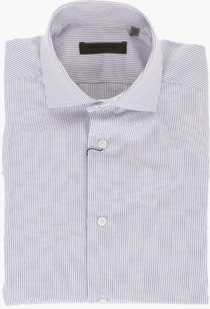 Corneliani SU MISURA Pinstriped Cotton Shirt with Standard Collar size 36
