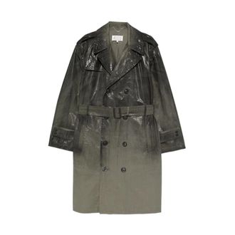 Maison Margiela Femme, Manteaux, Vert, Taille: 36 FR Gradient Coated Cotton Trench Coat