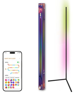 Osram Matter over Wifi Floor Corner LED Stehleuchte 1400mm, 14W, RGBW, 2700-6500K, WiFi, Fernbedienung, Schwarz, Ambientlicht