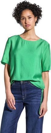 Street One Damen A345528 Bluse in Unifarbe, Tendril Green, 44