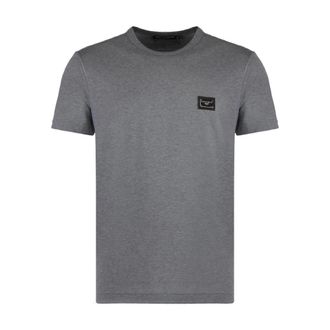 Dolce & Gabbana Logo Patch T-Shirt - - Tops - Herren - Grau - S