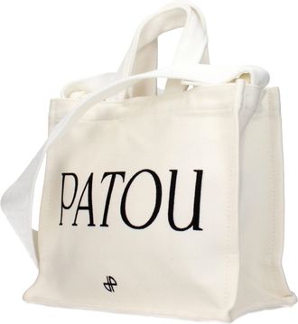 Patou Logo-Embroidered Cotton Tote Bag - White