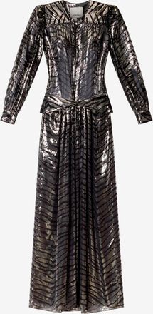 Isabel Marant Robe Felby En Soie - Femme - Noir Et Argent&eacute; - Taille34 - Isabel Marant