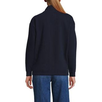 Lands End Pullover SERIOUS SWEATS mit Knopfleiste, Damen, Gr&ouml;&szlig;e:32-34 regular, Blau, Baumwoll-Mischung/Polyester-Mischung, by Lands End