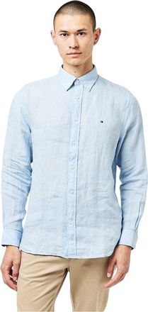 Tommy Hilfiger Hemd f&uuml;r Herren, Leinen, Regul&auml;r, Lang&auml;rmlig (Lebhaftes Blau)
