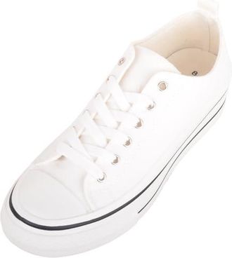 Absolute Footwear Escarpins bas en toile à lacets pour enfants avec semelle épaisse, blanc, 36 EU