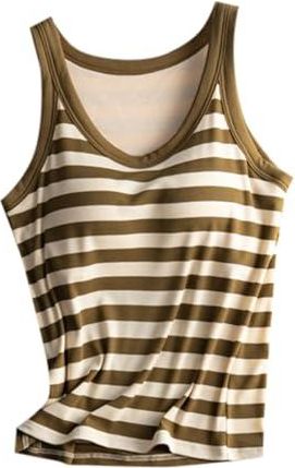 Generic D&eacute;bardeur dentra&icirc;nement pour femme avec soutien-gorge int&eacute;gr&eacute; - D&eacute;bardeur basique athl&eacute;tique &agrave; rayures sans manches - Camisole d&eacute;contract&eacute;e - D&eacute;bardeu