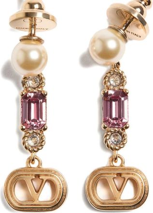 Valentino Garavani Pearl Drop with Swarovski Crystals Earrings - Gold