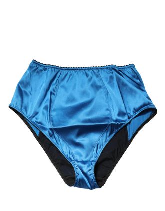 Dolce & Gabbana Womens Blue Silk Blend High Waist Girdle Panty Underwear Elastane Clothing