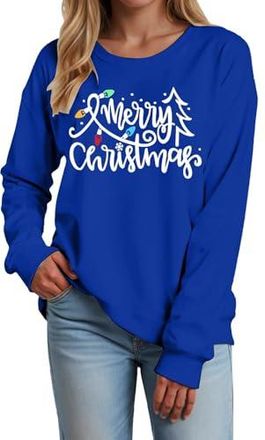 Generic Pull de No&euml;l pour femme avec imprim&eacute; sapin de No&euml;l - Grande taille - Haut &agrave; manches longues - Coupe ample - Doux et confortable - Pull amusant pour fe