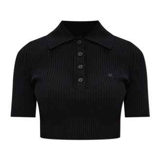 Courr&egrave;ges Kurzes Top mit gesticktem Logo - - Tops - Damen - Schwarzk - M