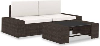 vidaXL 3-tlg. Garten-Lounge-Set Poly Rattan Braun Vidaxl