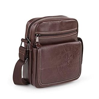 Lois Sacoche Homme Bandouliere. Pochette Homme en cuir v&eacute;ritable &eacute;l&eacute;gante et compacte pour usage quotidien affaires loisirs style urbain, Marron
