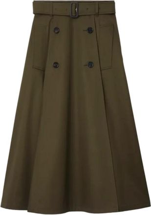 Burberry Femme, Jupes, Vert, Taille: 34 FR Jupe Midi Trench en Gabardine