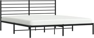 vidaXL Vidaxl - Cadre de lit m&eacute;tal noir 180x200 cm - Acier enduit de poudre - T&ecirc;te de lit confortable - Espace de rangement sous le lit