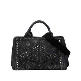 Prada Pre-owned Studded Denim Satchel - - Pre-owned - Damen - Schwarzk - ONE SIZE