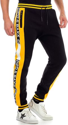 Cipo & Baxx Herren Jogginghose CR115 Schwarz - Bequeme Freizeithose mit sportlichem Schnitt, funktionalen Taschen und modischem Design f&uuml;r Alltag, Sport und Stree