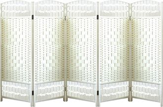 Generic Faltbarer kurzer Raumteiler, 120 cm hohe Trennwand, tragbare Trennwand, Klassenzimmer, B&uuml;ros, Zuhause, Kindergarten(Beige,120x40cm-5panel)