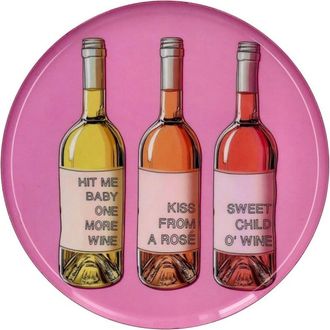 Gift Company Love Trays, Dekotablett, M, Motiv: Weinflaschen, rund, rosa