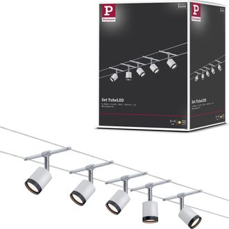 Paulmann 3981 Wire System TubeLED 5x4W Wei&szlig;/Chrom matt 230/12V Seilleuchte Seillampe Deckenleuchte Deckenbele