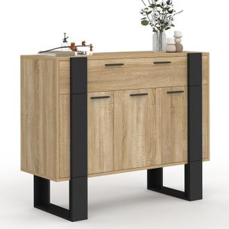IDMarket Credenza Phoenix 100 Cm Con 3 Ante E 1 Cassetto, Legno E Nero