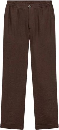Alpha Studio Homme, Pantalons, Brun, Taille: L Pantalone in tela di lino