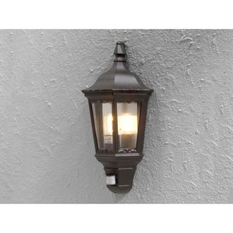 Konstsmide Schwarze Wandleuchte Halbschale mit Bewegungsmelder, firenze, Aluminium