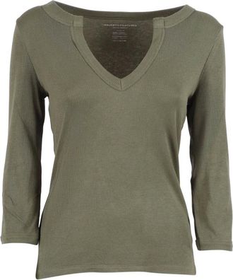 Majestic Filatures Femme, Pulls, Vert, Taille: 40 FR V-neck Tricots