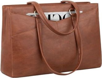 Generic Sac fourre-tout imperméable pour ordinateur portable 15,6 pour femme - Marron, marron, a