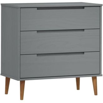 vidaXL Schubladenschrank molde Grau 80x40x80 cm Massivholz Kiefer - Vidaxl