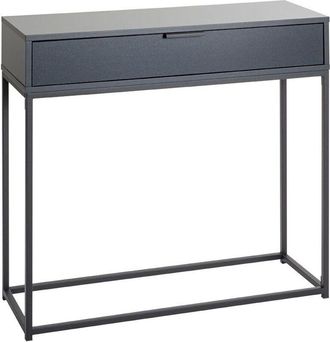 PEGANE Table console meuble dentr&eacute;e coloris gris anthracite et m&eacute;tal noir - Longueur 80 x Profondeur 28 x Hauteur 77 cm