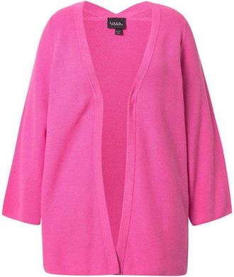 Ulla Popken Strickjacke Strickjacke A-Linie offene Form V-Ausschnitt
