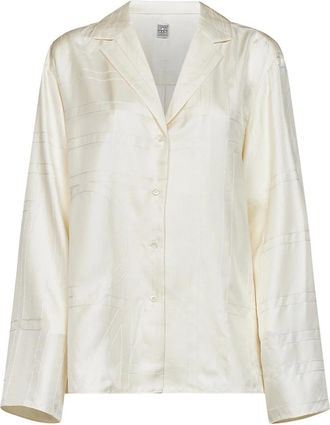 Toteme Femme, Blouses et Chemises, Beige, Taille: 34 FR Monogram Silk PJ Top