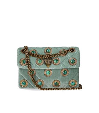 Kurt Geiger SAC &Agrave; BANDOULI&Egrave;RE VELVET MINI KENSINGTON PALE GREEN KURT GEIGER