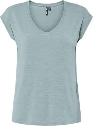 Pieces Pieces Tee Pcbillo T-Shirt Lurex Stripes Noos BC, Bleu Nuage, XS Femmes