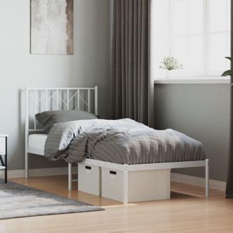 vidaXL vidaXL Cadre de lit m&eacute;tal sans matelas avec t&ecirc;te de lit blanc 75x190cm